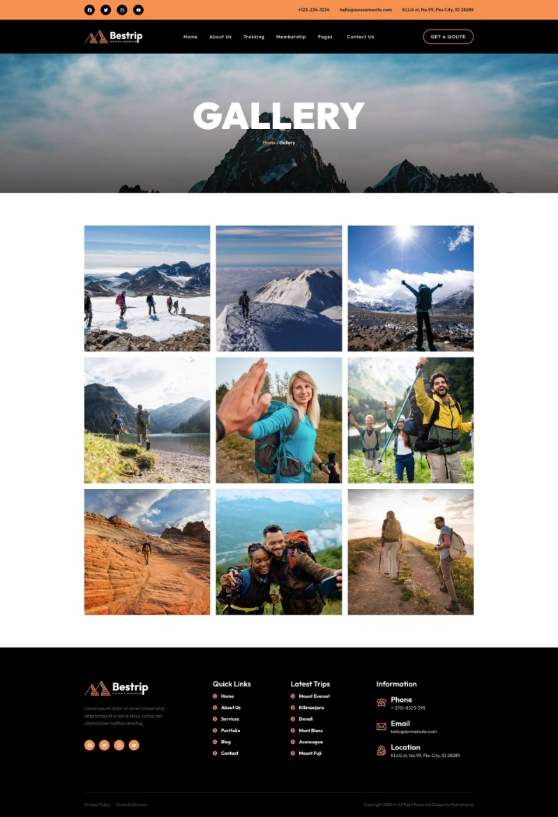 Bestrip - Hiking & Mountain Elementor Template Kit by Rometheme | ThemeForest